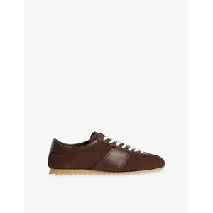 Sandro Leather And Suede Trainers - Chocolate