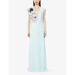 Costarellos Perlina Sequin-embellished Gown - Blue Waters