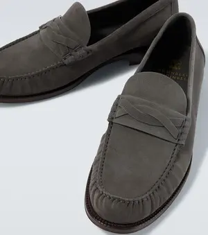 Brunello Cucinelli Suede Penny Loafers - Grey