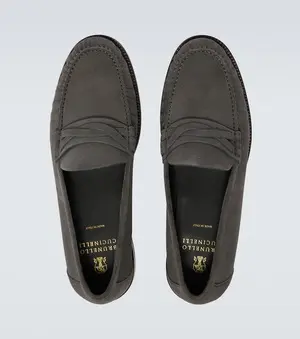 Brunello Cucinelli Suede Penny Loafers - Grey