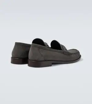 Brunello Cucinelli Suede Penny Loafers - Grey