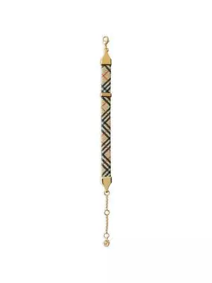 Burberry Check Print Chain Bracelet With B Charm