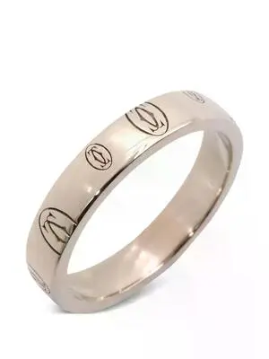 Cartier 18k White Gold Engraved Logo Ring