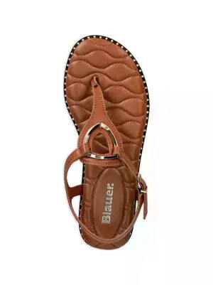 BLAUER. Ashley Leather Flat Sandals - Brown