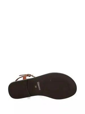 BLAUER. Ashley Leather Flat Sandals - Brown
