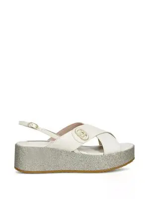 Liu Jo Criss-cross Platform Sandals With Gold-tone Logo