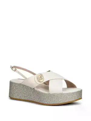 Liu Jo Criss-cross Platform Sandals With Gold-tone Logo