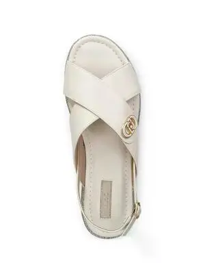 Liu Jo Criss-cross Platform Sandals With Gold-tone Logo