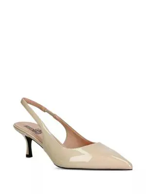 Moschino Pointed Leather Slingback Pumps - Neutrals