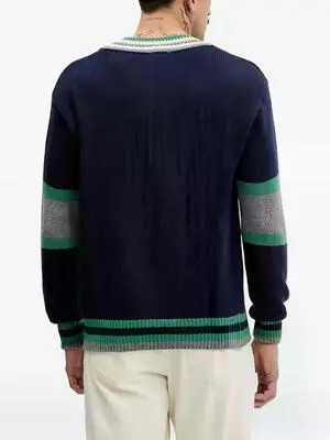 BENETTON V-neck Striped Pullover