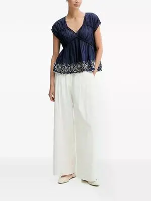 BENETTON Embroidered V-neck Top