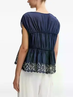 BENETTON Embroidered V-neck Top