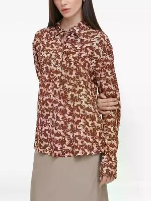 BENETTON Animal Print Collared Top