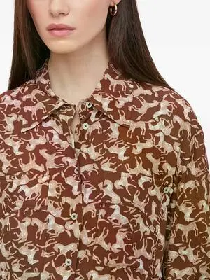BENETTON Animal Print Collared Top