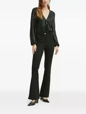 Bardot Sequin-embellished Long-sleeve Top