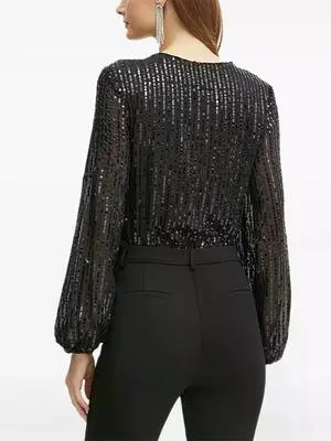 Bardot Sequin-embellished Long-sleeve Top