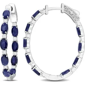 JULIANNA B. 14k White Gold And Diamond Hoop Earrings - Sapphire
