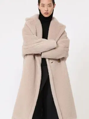 Max Mara Teddy Bear Icon Coat In Alpaca And Wool - Sand