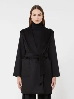 Max Mara Hooded Camel Hair Robe Coat - Black