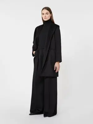 Max Mara Hooded Camel Hair Robe Coat - Black