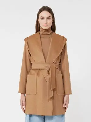 Max Mara Hooded Broadcloth Coat - Camel