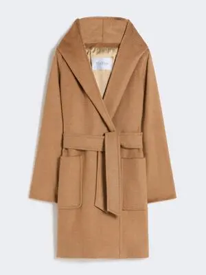 Max Mara Hooded Broadcloth Coat - Camel
