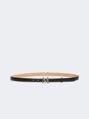 Max Mara Leather Belt With Monogram Buckle - Black
