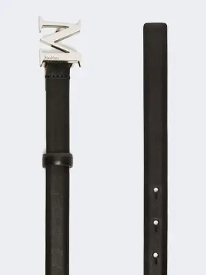 Max Mara Leather Monogram Belt - Black