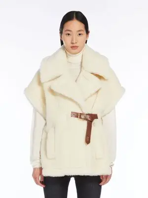 Max Mara Alpaca And Wool Teddy Cape - Optical White