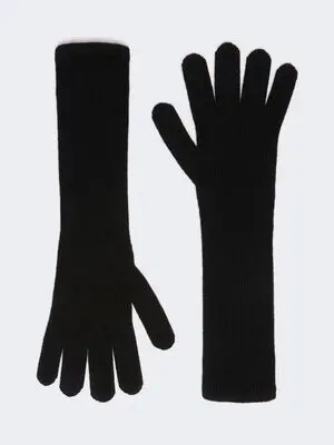 Max Mara Long Cashmere Gloves - Black