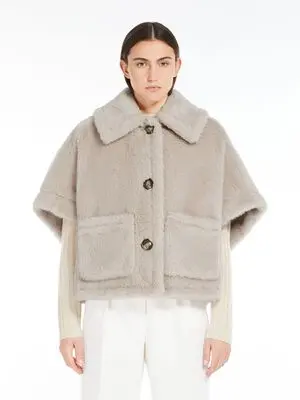 Max Mara Alpaca And Wool Teddy Fabric Boxy Cape