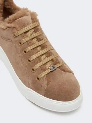 Max Mara Suede And Teddy Trainers - Camel