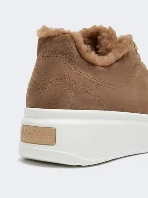 Max Mara Suede And Teddy Trainers - Camel