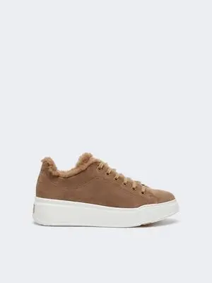 Max Mara Suede And Teddy Trainers - Camel