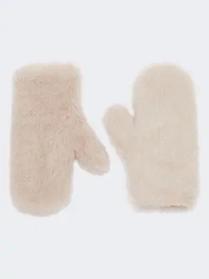 Max Mara Alpaca And Wool Teddy Fabric Mittens - Beige