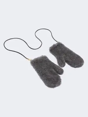 Max Mara Teddy Mittens - Medium Grey