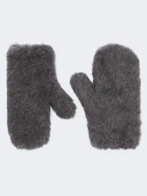 Max Mara Teddy Mittens - Medium Grey