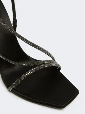 Max Mara Satin And Crystal Sandals - Black