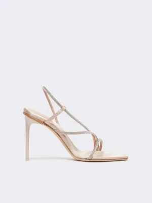 Max Mara Satin And Crystal Embellished Sandals - Beige