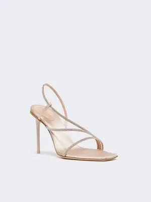 Max Mara Satin And Crystal Embellished Sandals - Beige