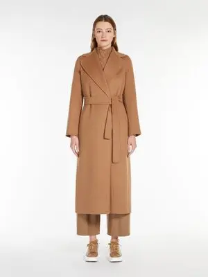 Max Mara Wool Drap Wrap Coat - Camel