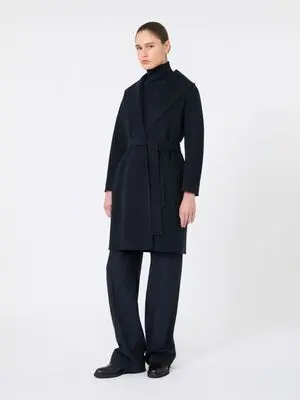 Max Mara Double-faced Wool Robe Coat - Midnightblue