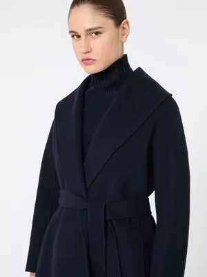 Max Mara Double-faced Wool Robe Coat - Midnightblue