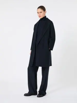 Max Mara Double-faced Wool Robe Coat - Midnightblue