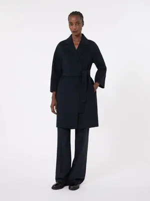 Max Mara Short Double-faced Wool Coat - Midnightblue