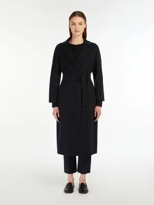 Max Mara Wool Broadcloth Midi Coat - Midnightblue