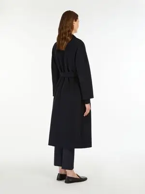 Max Mara Wool Broadcloth Midi Coat - Midnightblue