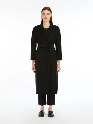 Max Mara Wool Broadcloth Midi Coat - Black