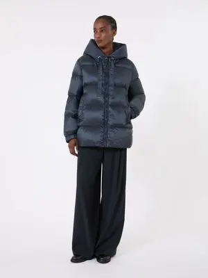 Max Mara Water-repellent Puffer Jacket With Drawstring Hood - Midnightblue