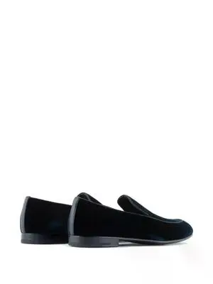 Giorgio Armani Logo-debossed Velvet-finish Loafers